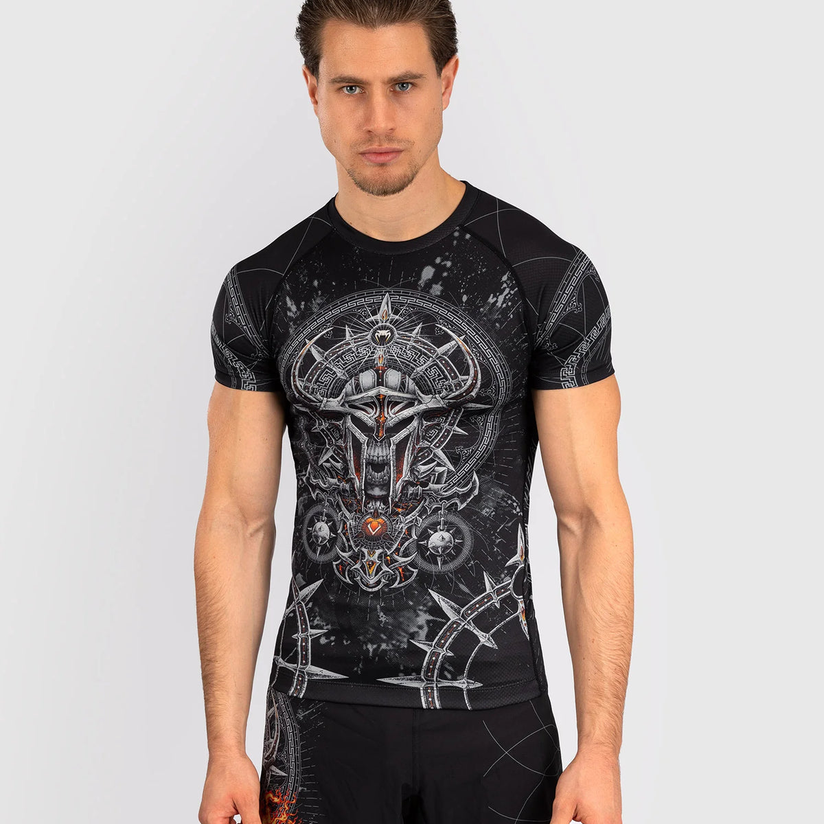 Venum Gladiator 5.0 Men's Short Sleeve Rash Guard - Black/Silver ...